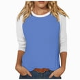 COMVALUE Womens Tops 3/4 Sleeve Shirts Round Neck Loose Casual Tshirts ...