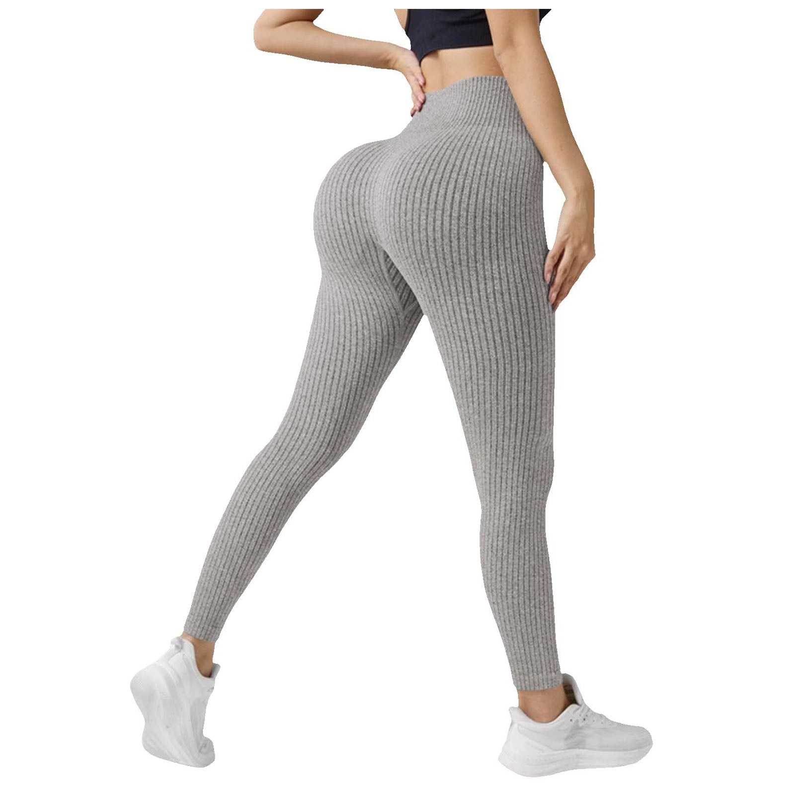 COMVALUE Yoga Pants for Women High Waisted Ribbed Seamless Stretch ...