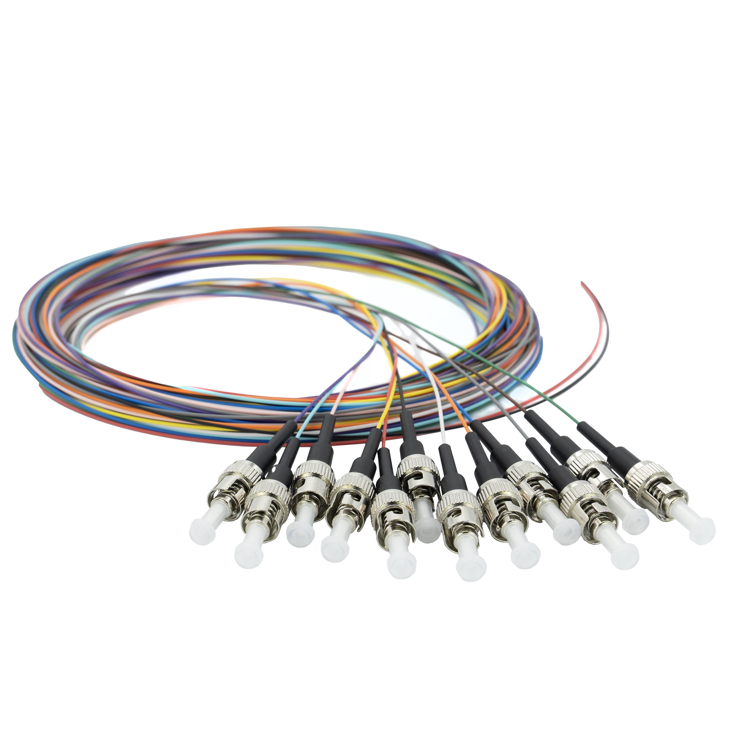 COMZON 12 Strand Fiber Pigtail, Multimode OM2 50/125, ST/PC Connectors ...