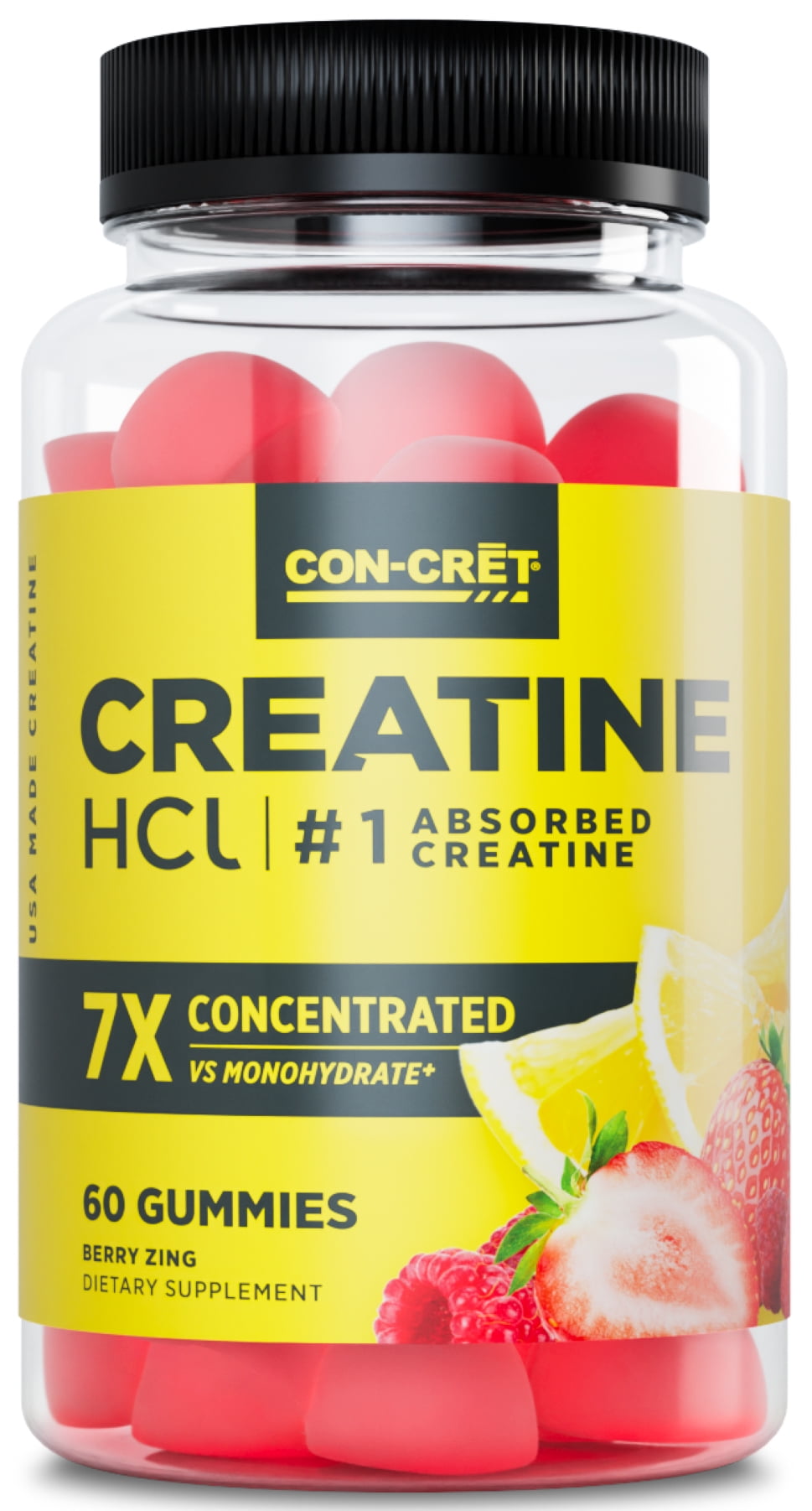 CON-CRET Concentrated Creatine Gummies, Berry Zing Flavor, Supports ...