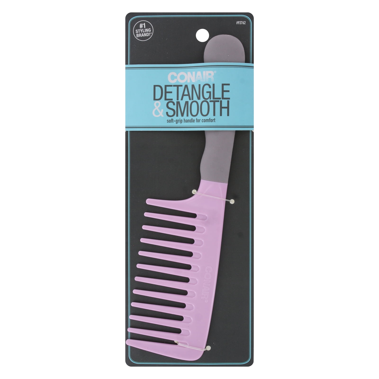 Conair Detangle and Smooth Soft-Grip Handle Wide-Tooth Comb, Color will ...