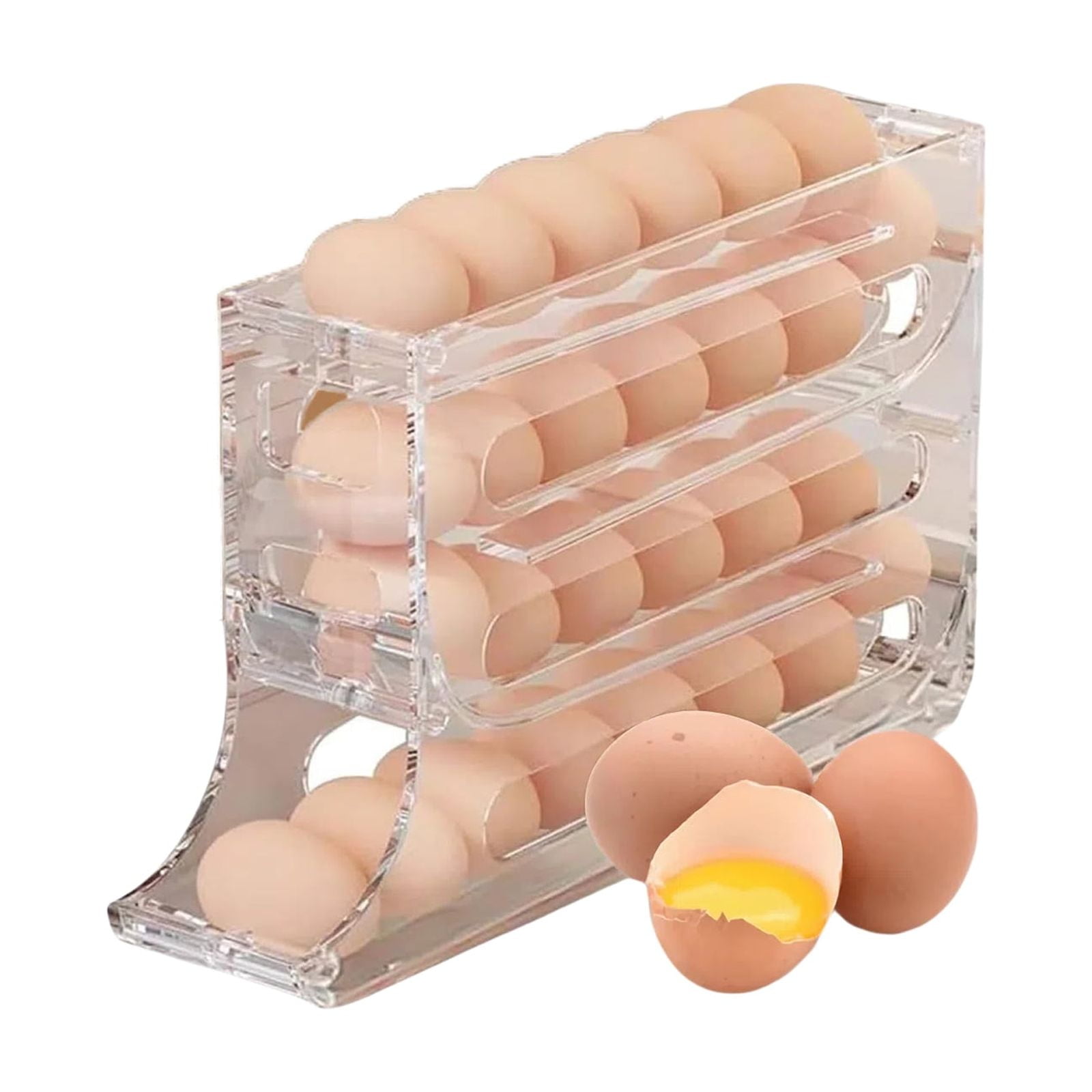 CONAVAS 28 Eggs Egg Holder for Fridge - Auto Rolling Fridge Egg ...