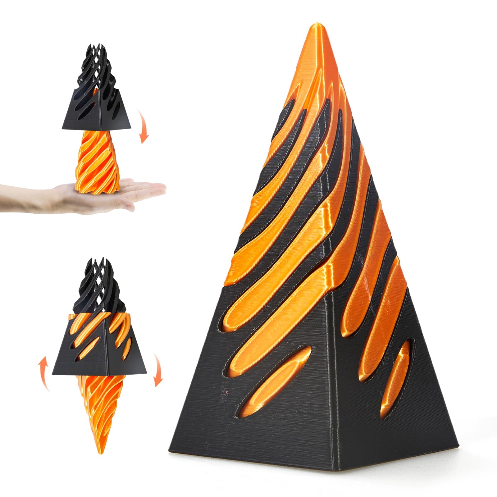 CONAVAS 3D Printed Spiral Cone Fidget Toy Set Impossible Cone & Pyramid ...