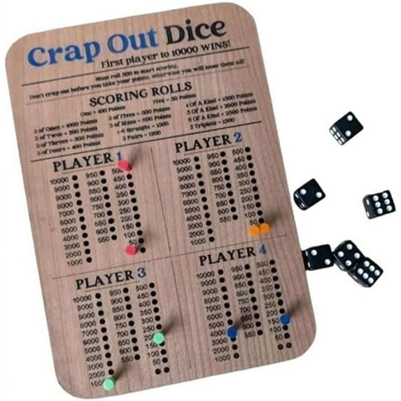 CONAVAS Wooden Crap Out Dice Score Board Classic Family Game Round ...