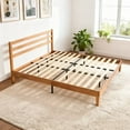 CONCCETTA Wood Full Size Bed Frame with Headboard, Walnut Finish, Solid ...