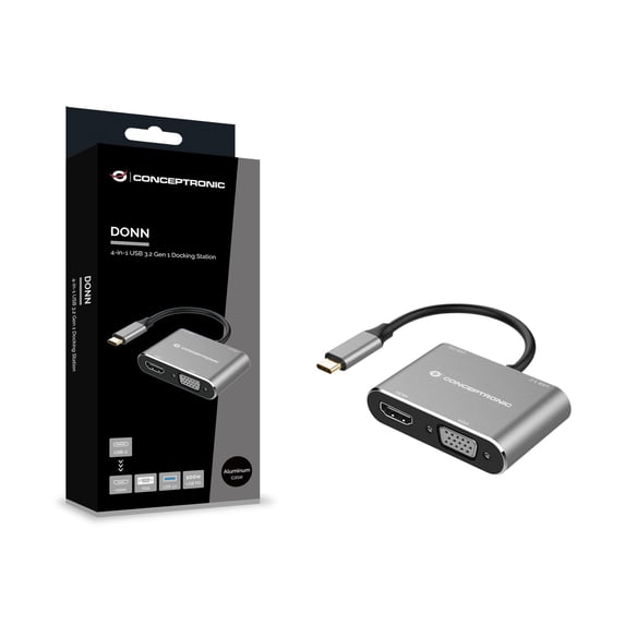 CONCEPTRONIC DONN16G 4-in-1 USB 3.2 Gen 1 Dockingstation, HDMI, VGA ...
