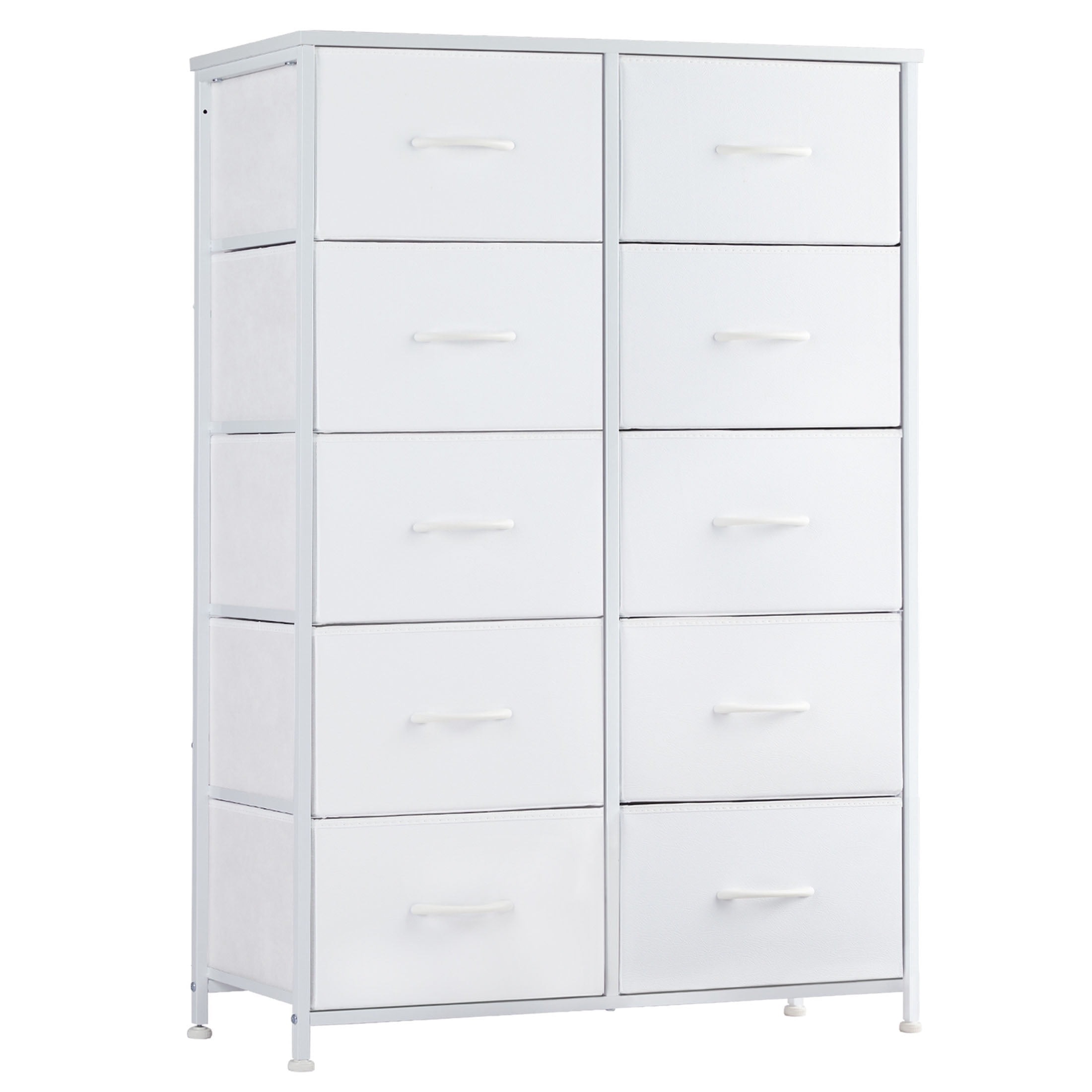 CONCETTA 10-Drawer Fabric Storage Cabinet, White, Durable Organizer for ...