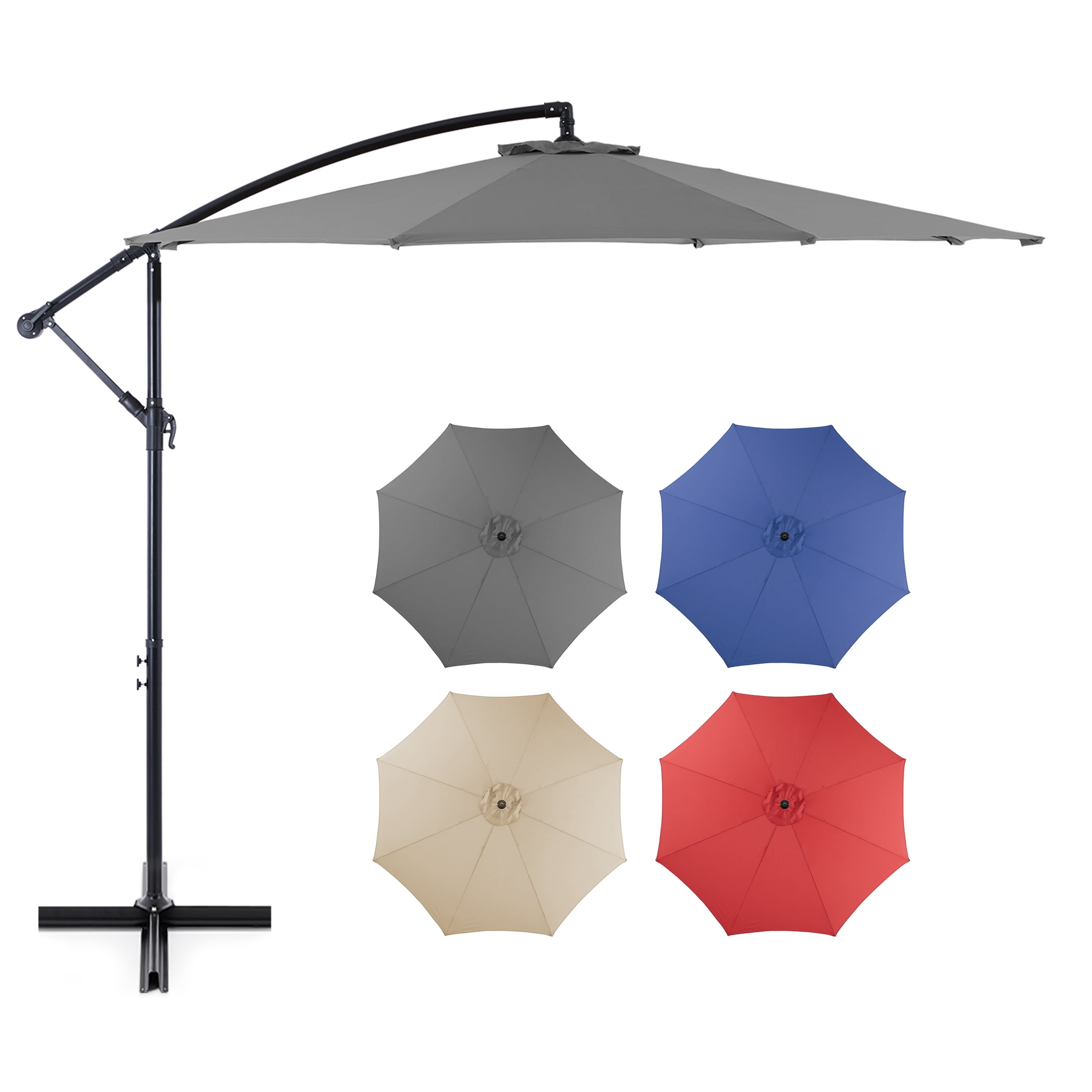 CONCETTA 10FT Gray Cantilever Patio Umbrella with Push-Button Tilt ...