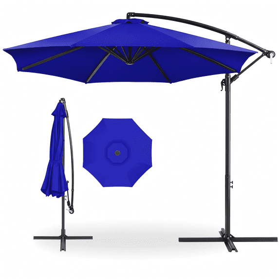 CONCETTA 10ft Offset Outdoor Patio Umbrella with Base, Easy Tilt ...