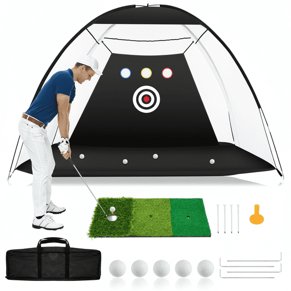 CONCETTA 10x7 Ft Golf Practice Hitting Net with Tri-Turf Mat for Indoor ...
