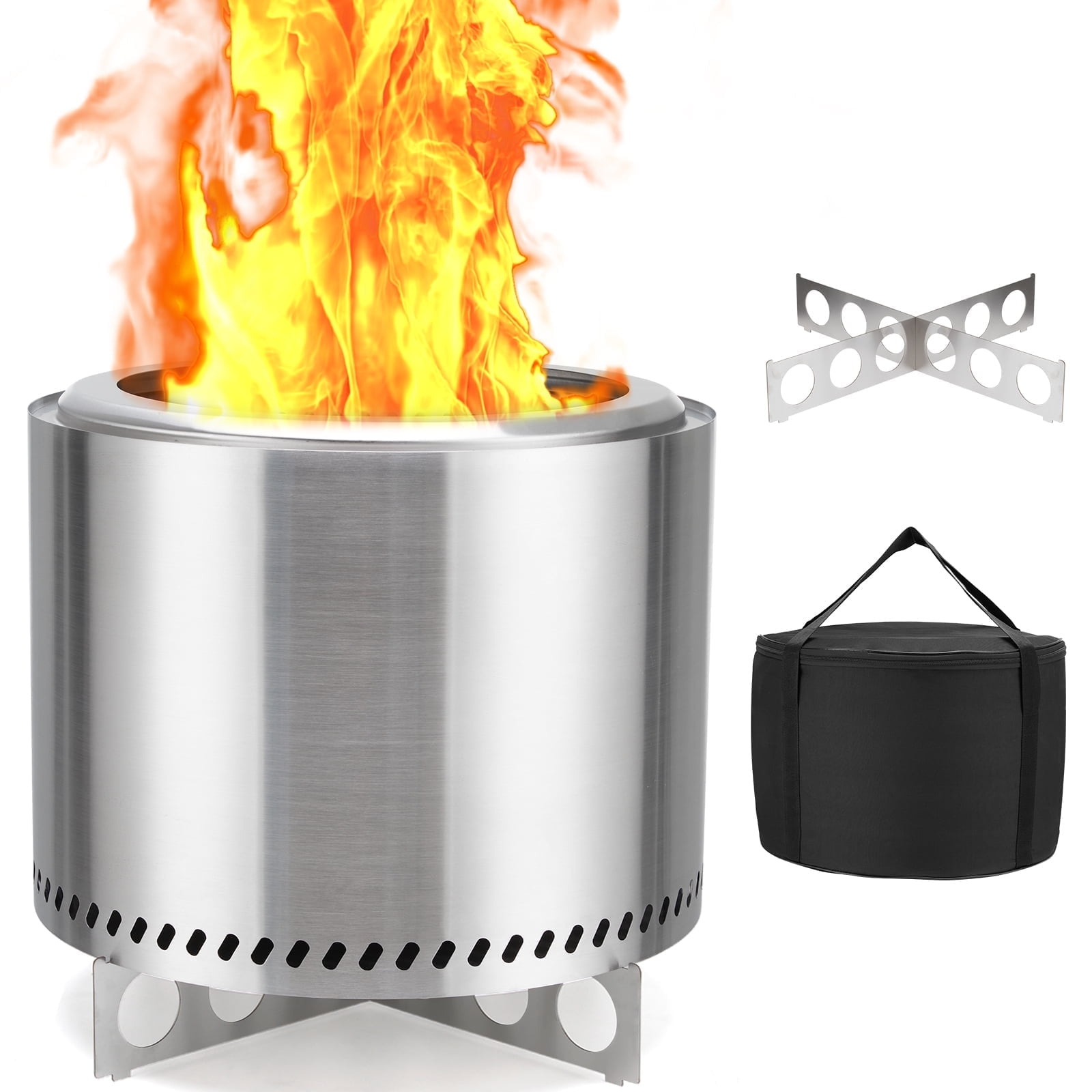 CONCETTA 19" Smokeless Fire Pit - Dual Fuel, 304 Steel, Portable with ...