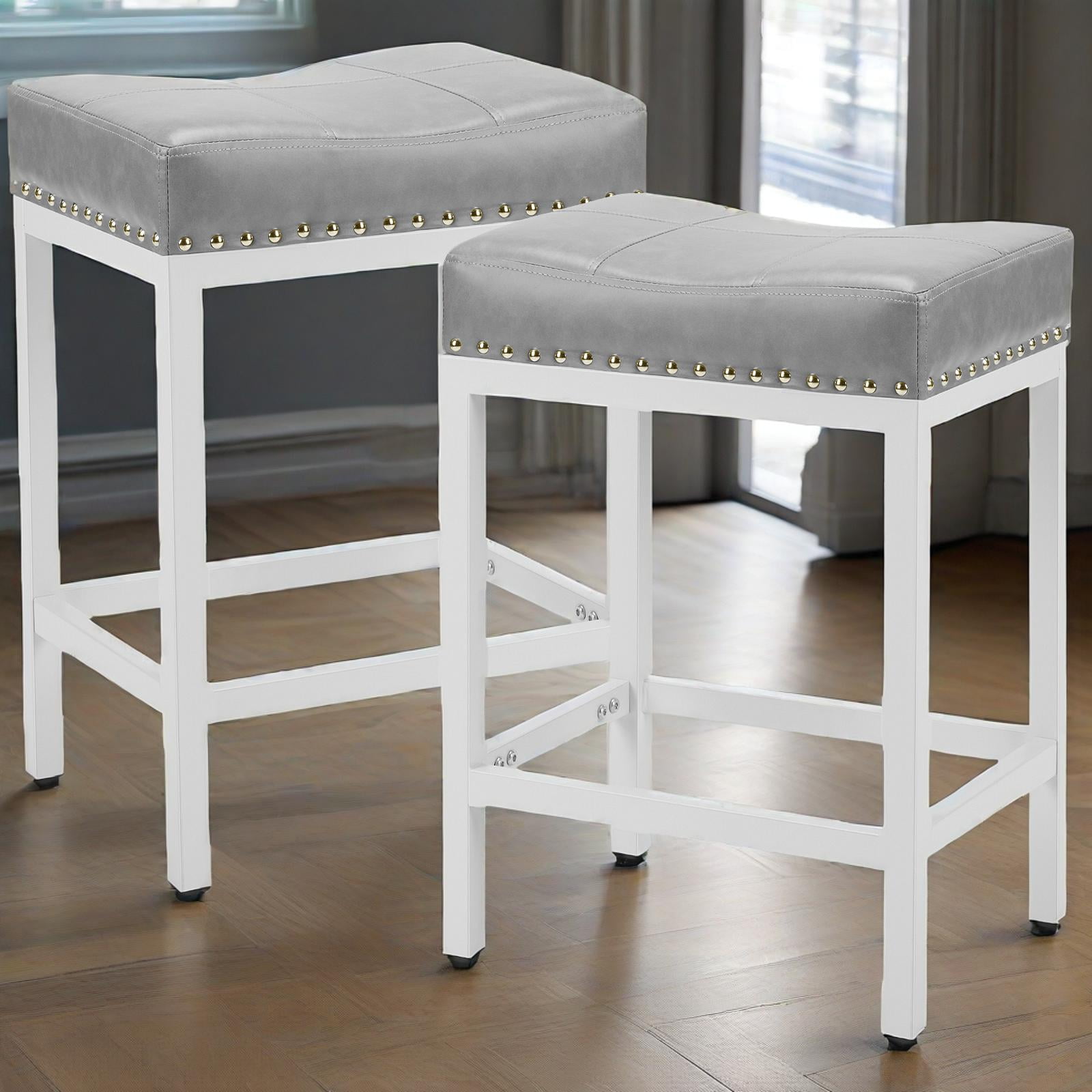 CONCETTA 2-Pack 24" Gray Bar Stools - Stylish Counter Height Chairs ...