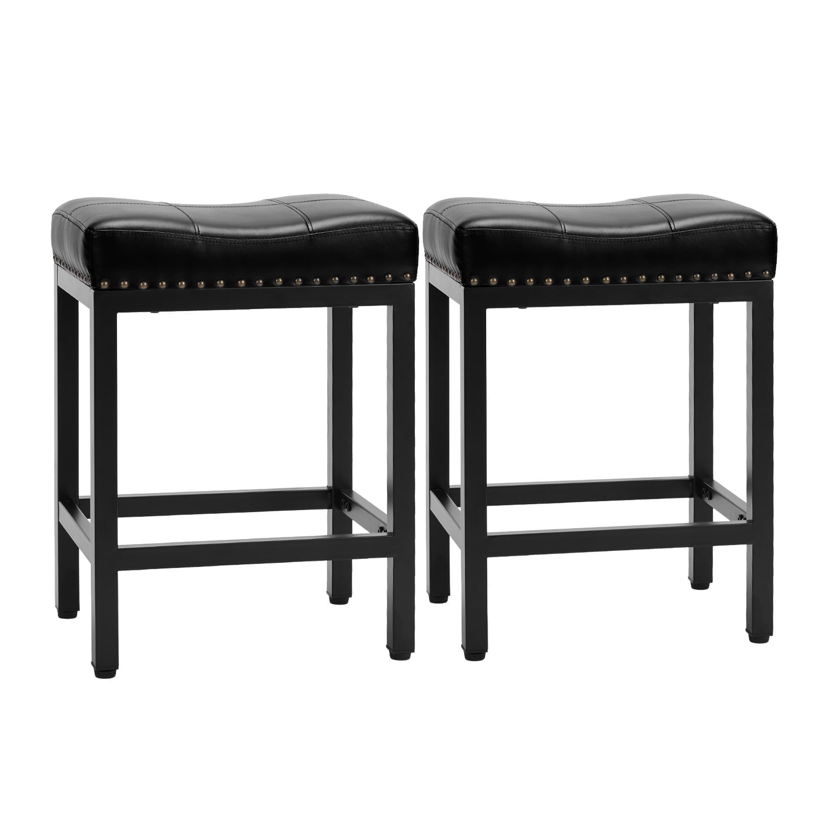 CONCETTA 24" Bar Stools - Upholstered Counter Height Chairs with Metal ...
