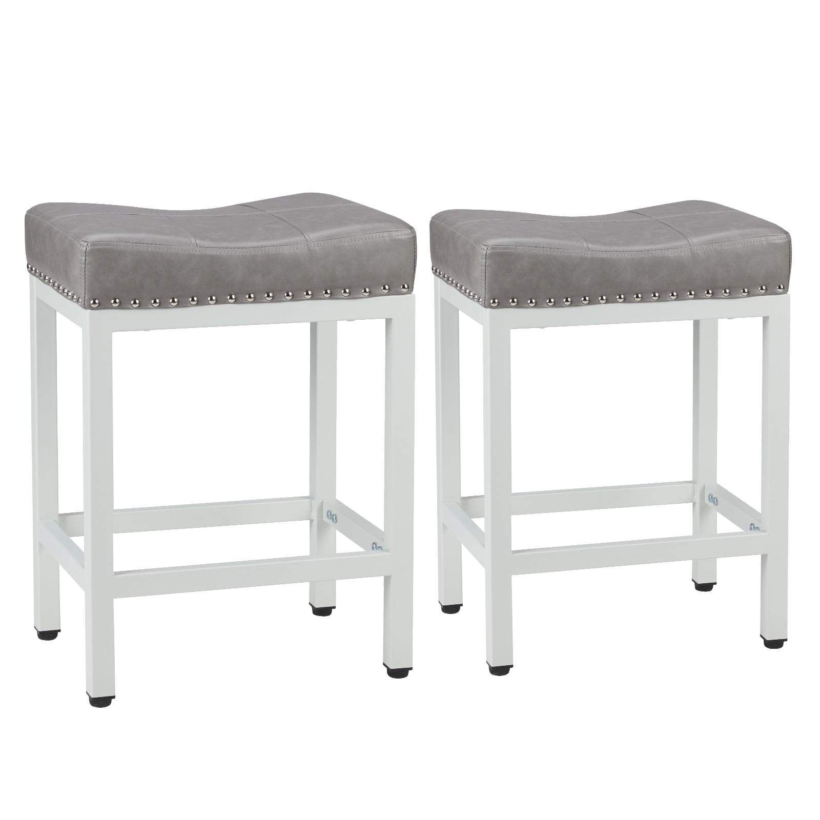 CONCETTA 24" Bar Stools - Upholstered Counter Height Chairs with Metal ...