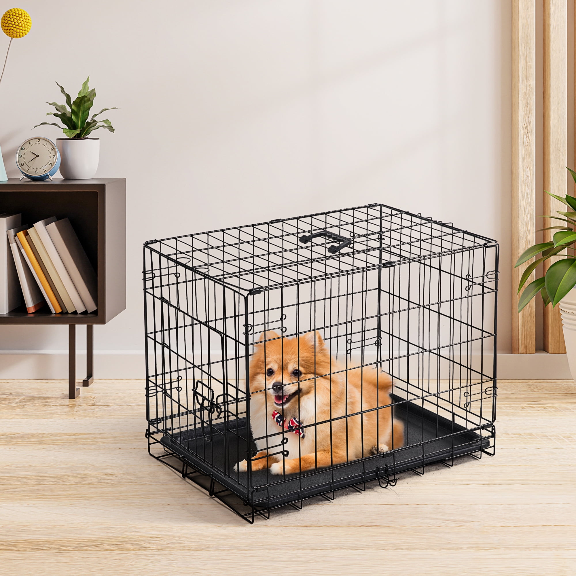 CONCETTA 24 Inch Single-Door Folding Dog Crate, Portable Small Dog Cage ...