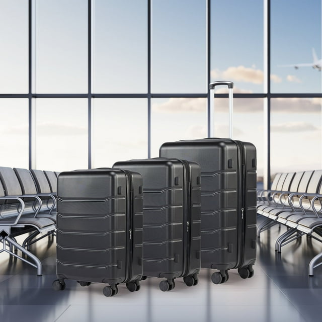 CONCETTA 3 Pcs ABS Hardside Luggage Sets, Lightweight Expandable Hard ...