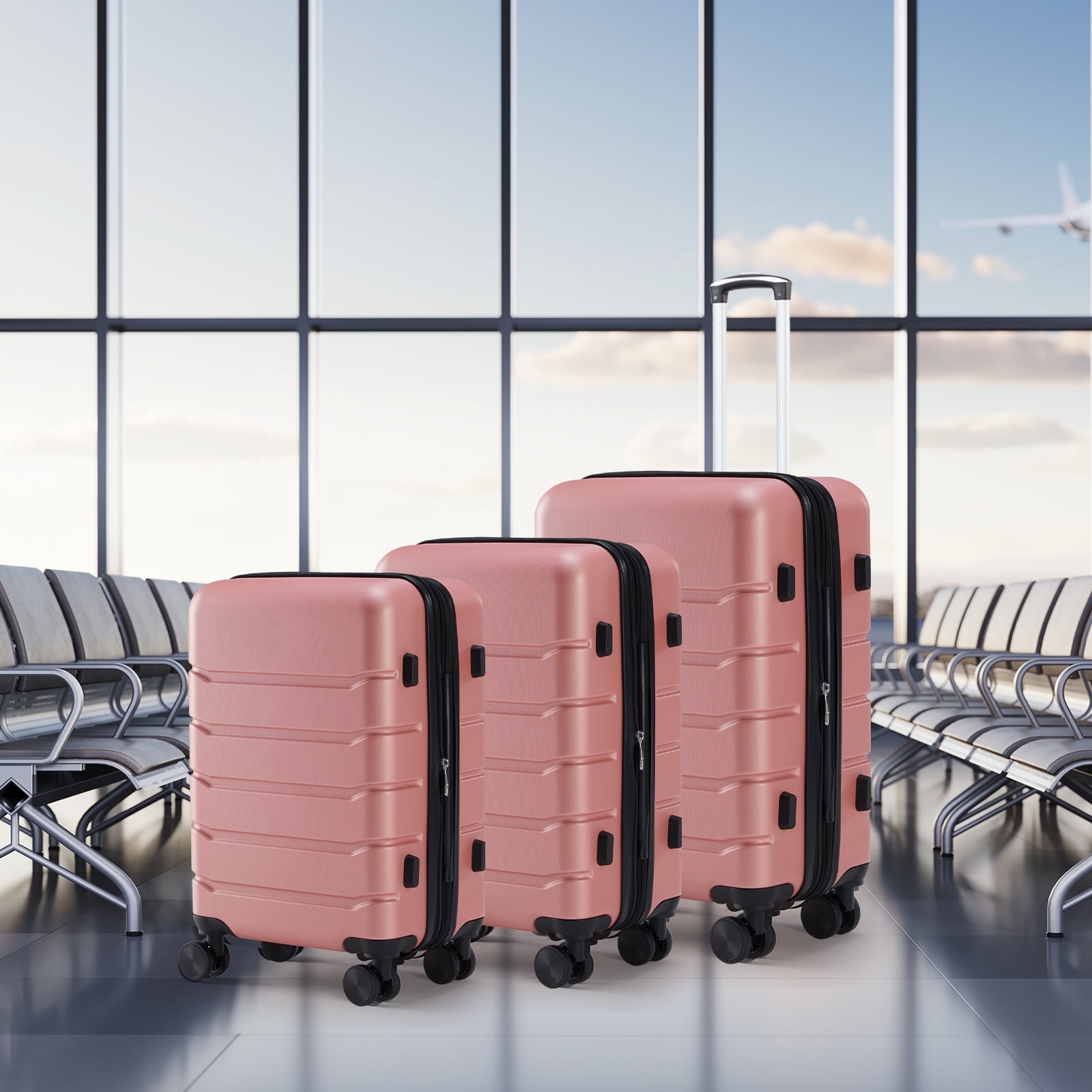 CONCETTA 3 Pcs ABS Hardside Luggage Sets, Lightweight Expandable Hard ...