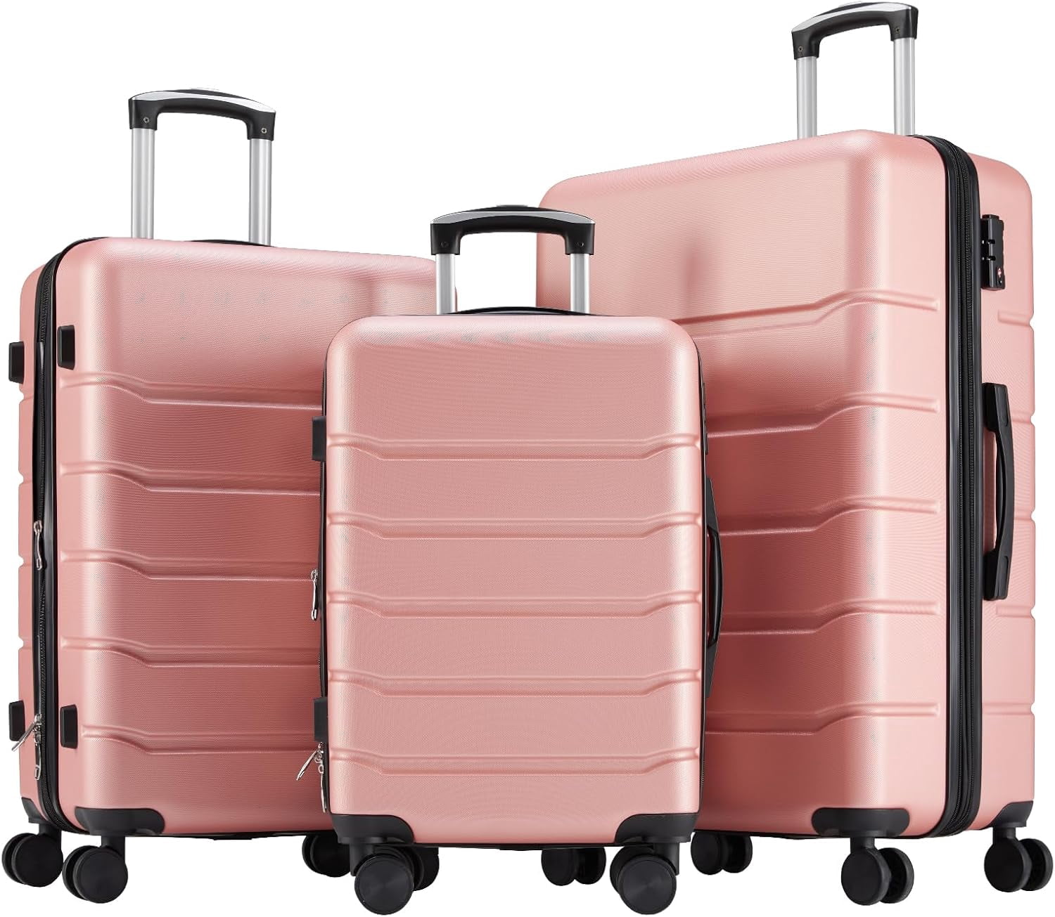 CONCETTA 3 Pcs ABS Hardside Luggage Set, Lightweight Spinner Suitcase ...