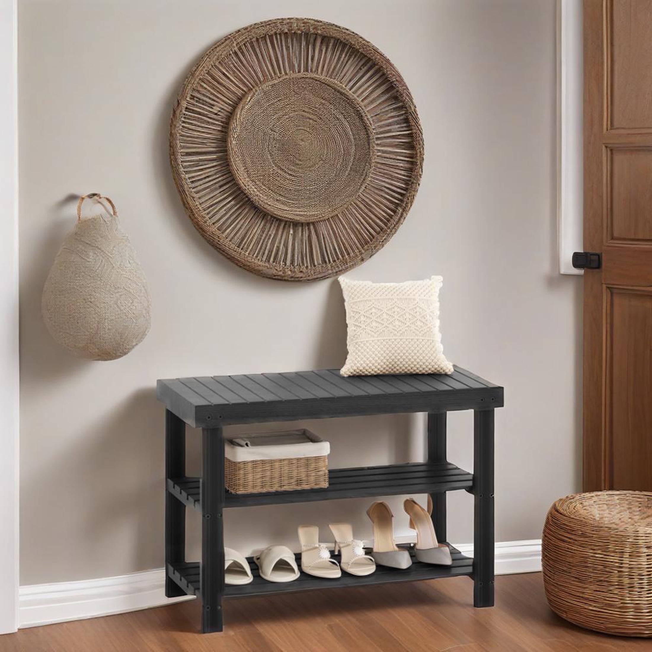 CONCETTA 3-Tier Bamboo Shoe Rack, 11.3 x 27.6 x 17.8 Inches Storage ...