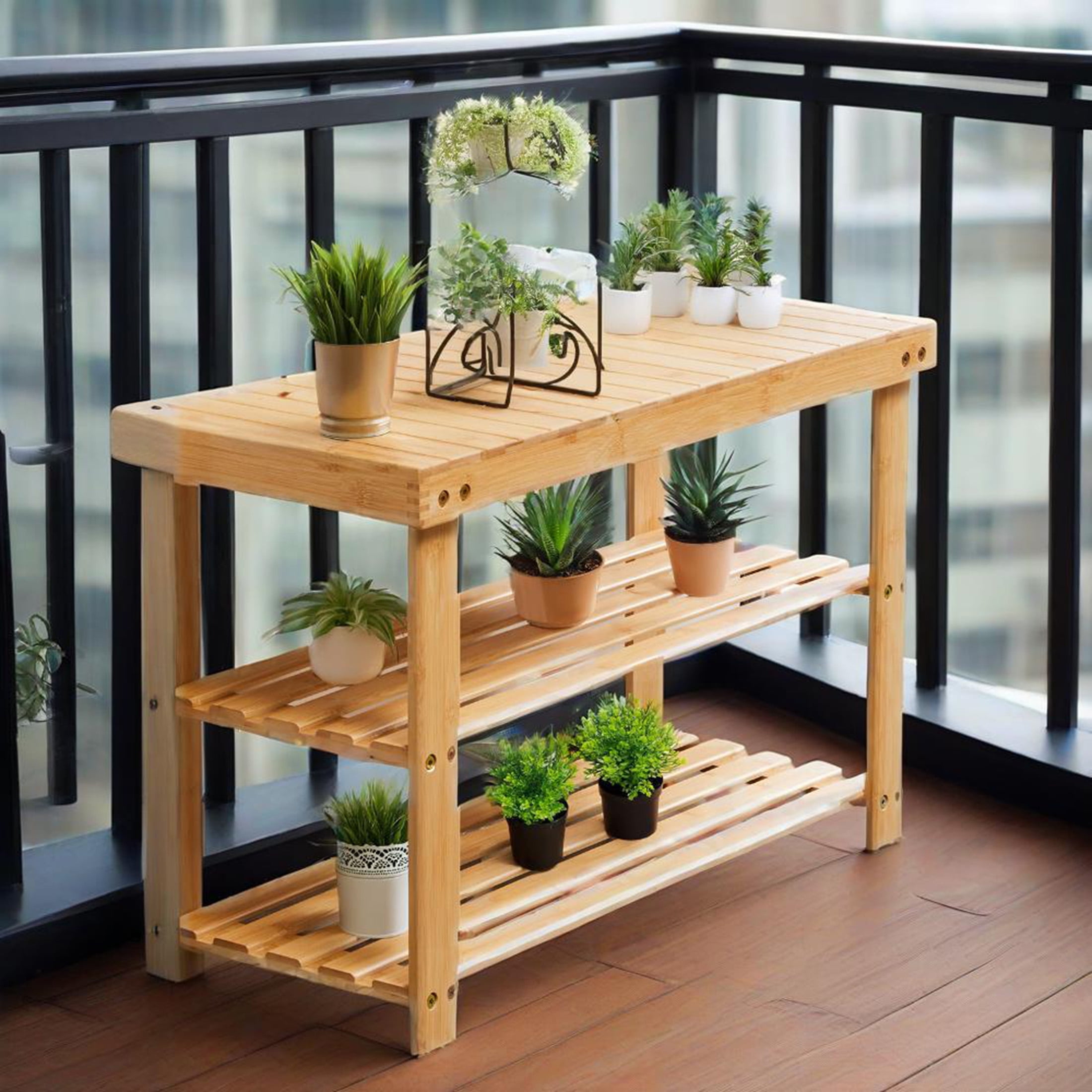 CONCETTA 3-Tier Bamboo Shoe Rack, 11.3 x 27.6 x 17.8 Inches Storage ...