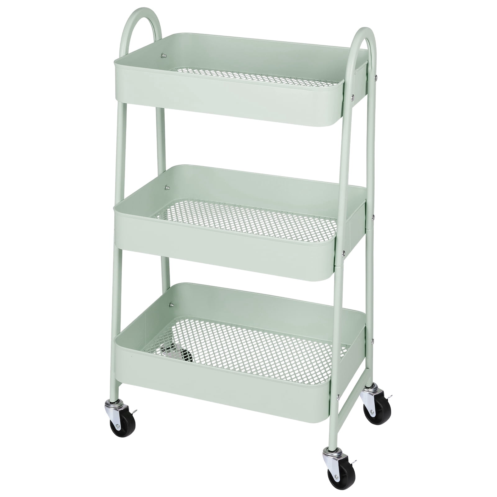 CONCETTA 3 Tier Utility Cart, Metal Storage Organizer Trolley with Mesh ...