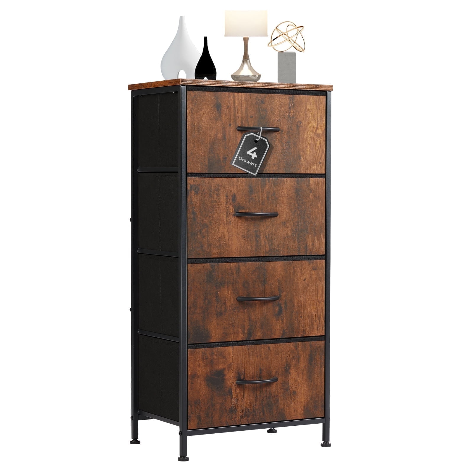 CONCETTA 4-Drawer Dresser, Fabric Storage Tower Organizer for Bedroom ...