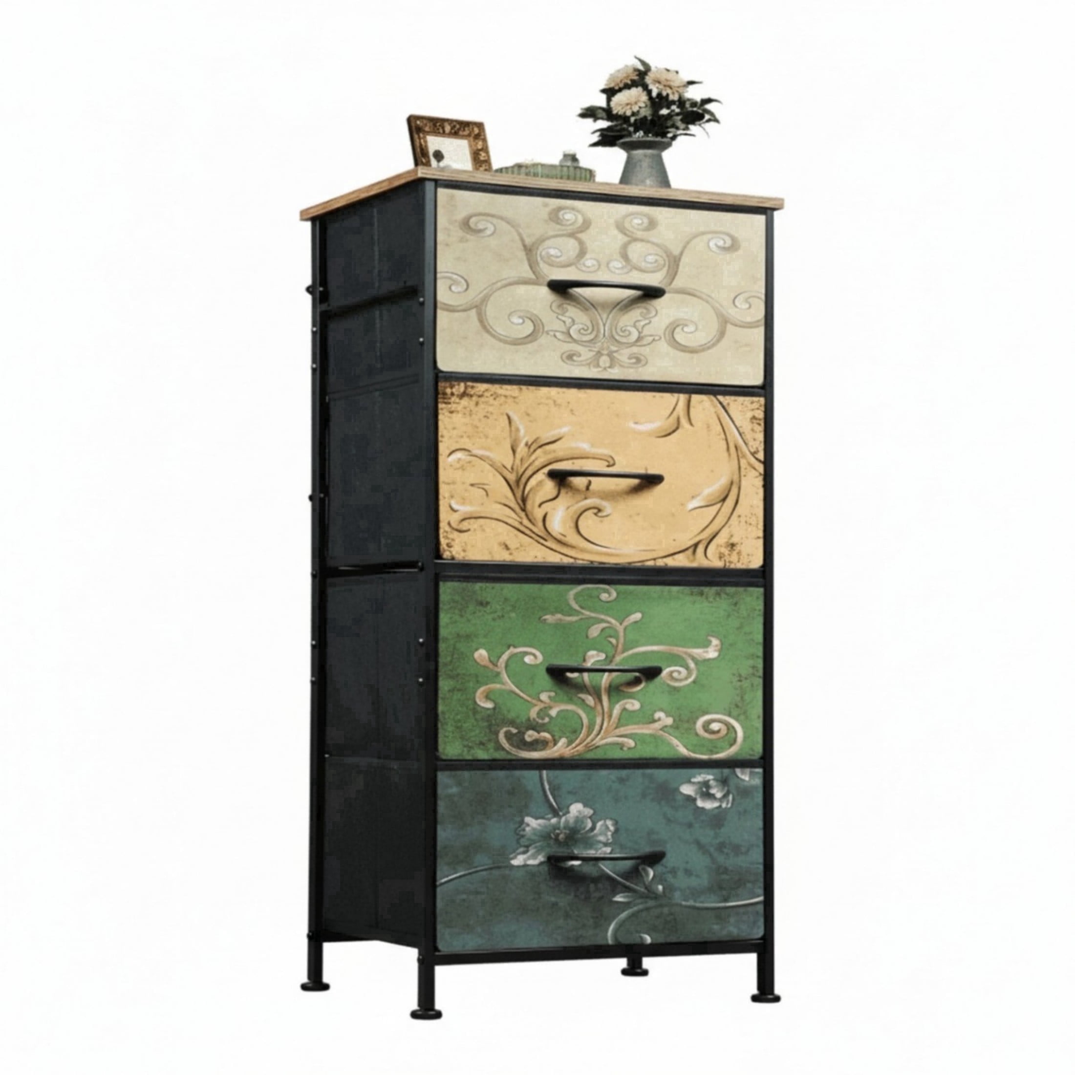 CONCETTA 4 Drawer Dresser, Wide Chest Drawers Nightstand Storage Tower ...