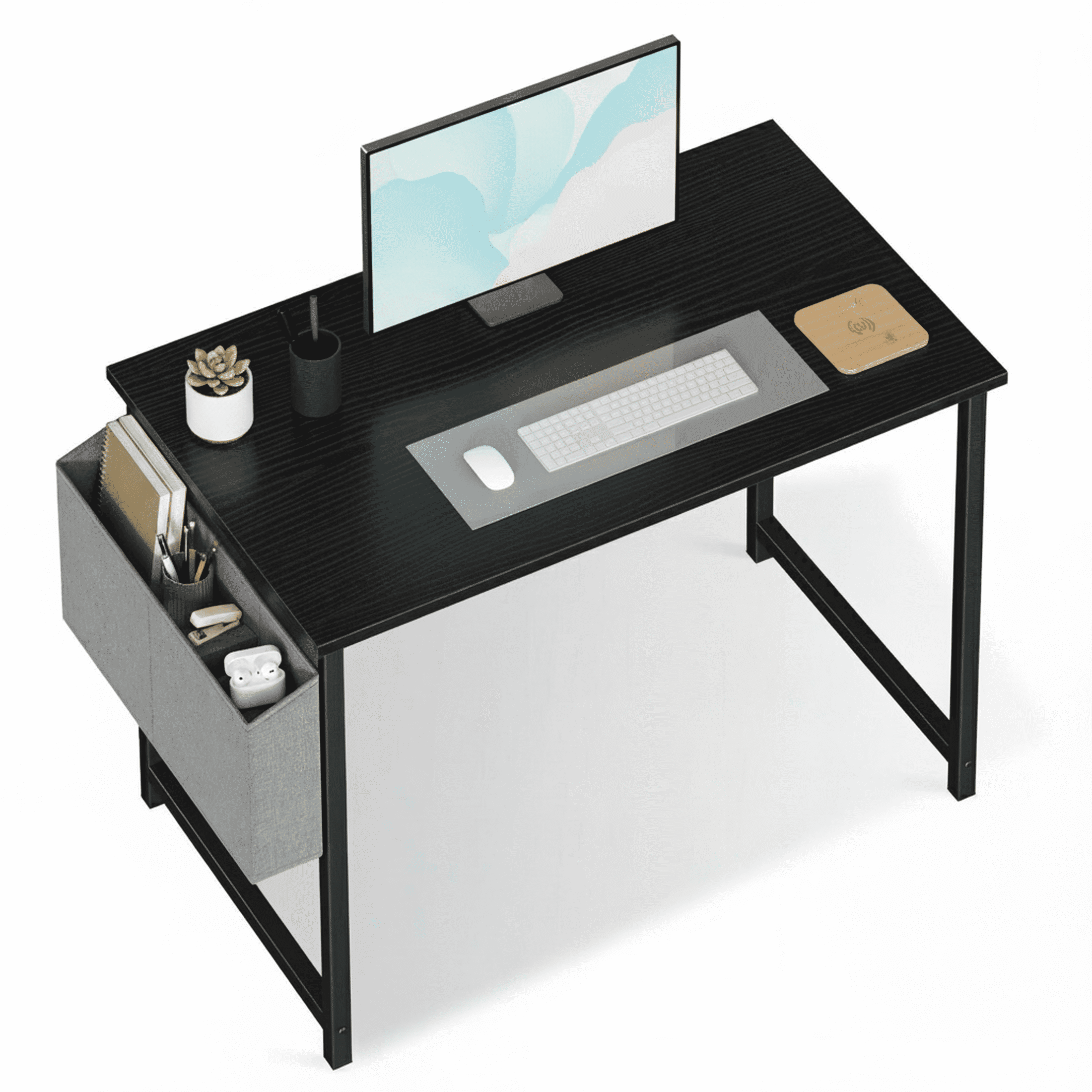 CONCETTA 40 Inch Computer Writing Desk with Storage Bag, Steel Frame ...
