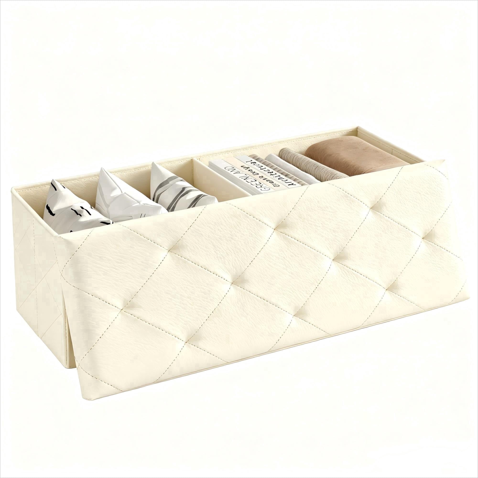 CONCETTA 43" Storage Ottoman Bench, Foldable Footrest Stool with High ...