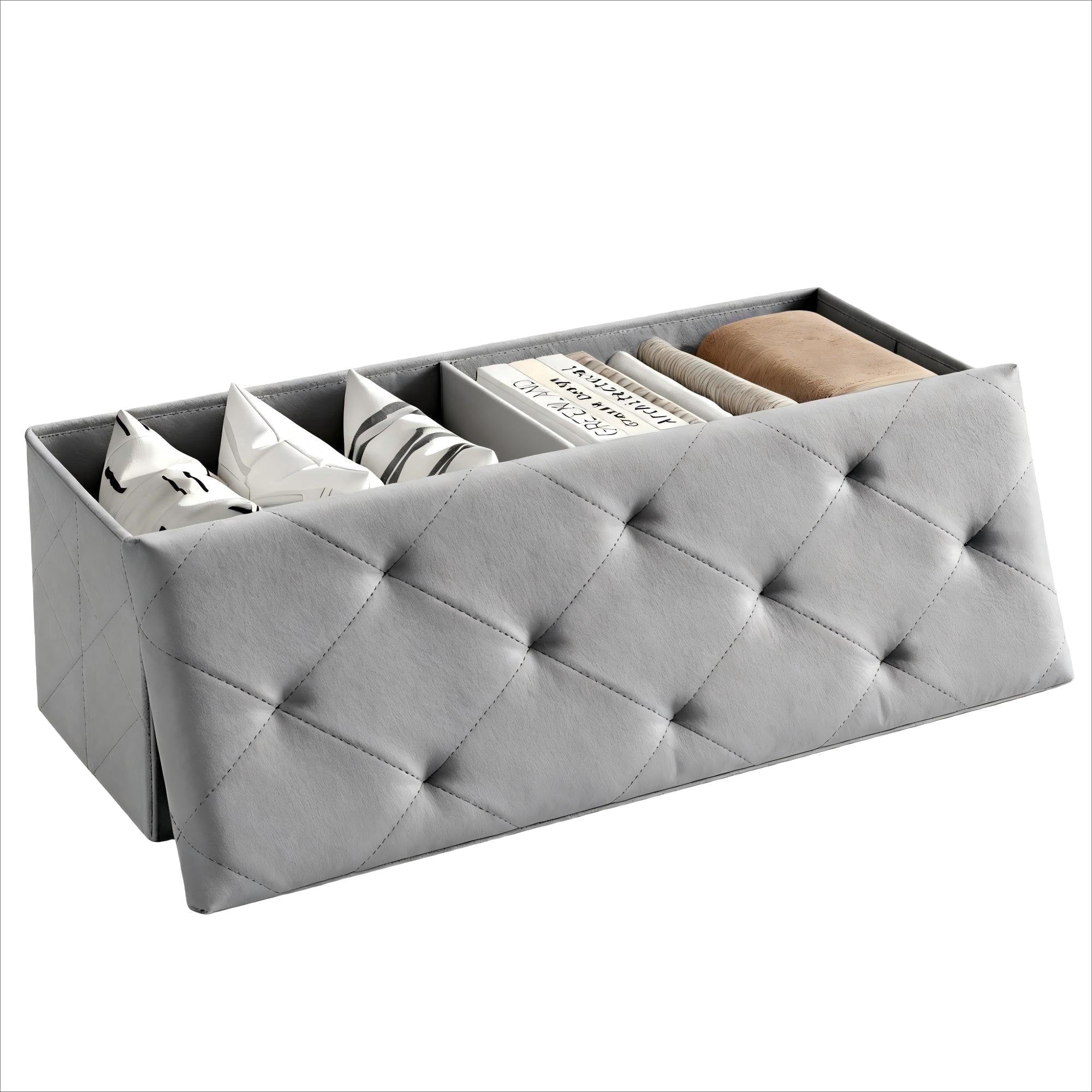 CONCETTA 43" Storage Ottoman Bench, Foldable Footrest Stool with High ...