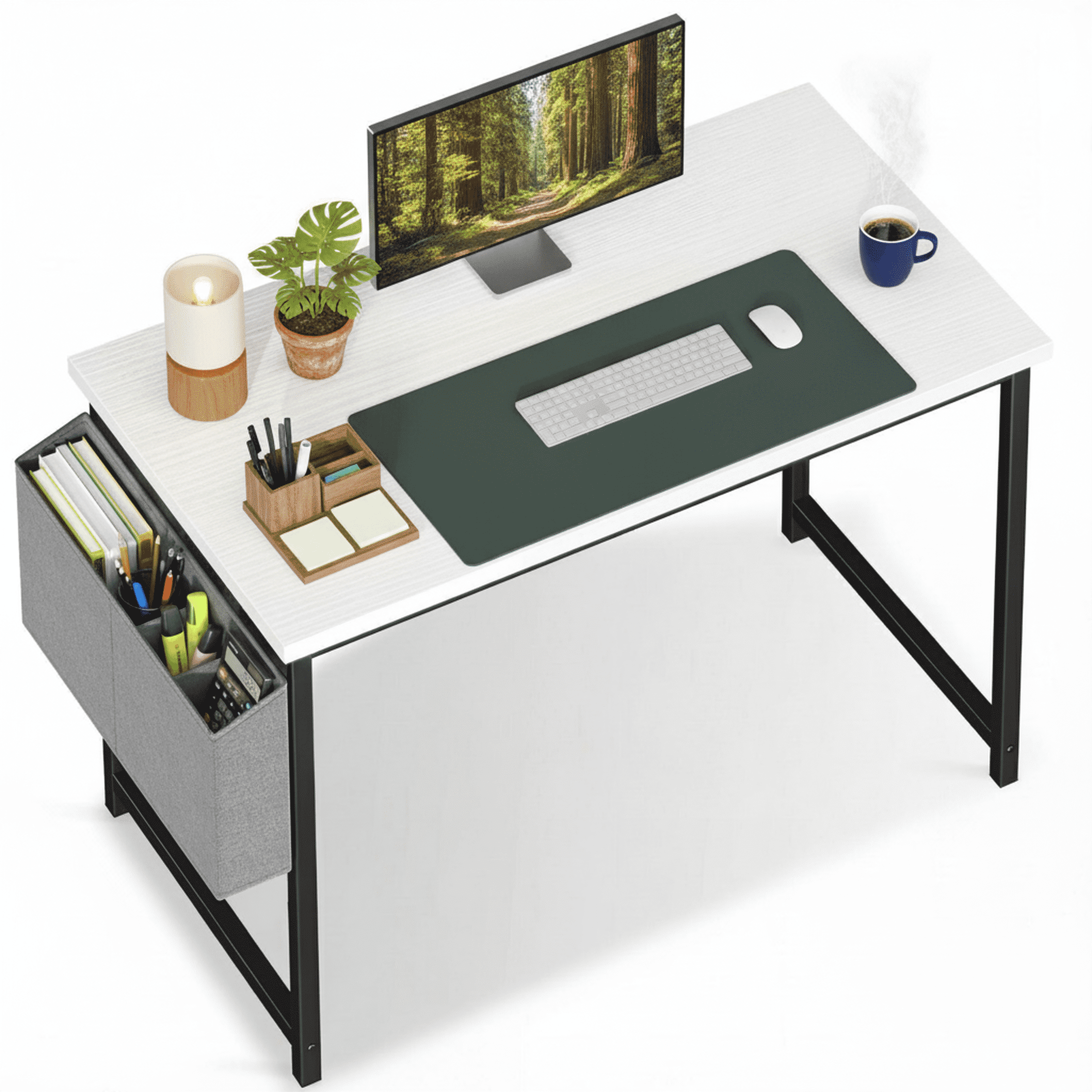 CONCETTA 44 Inch Computer Writing Desk with Storage Bag, Steel Frame ...