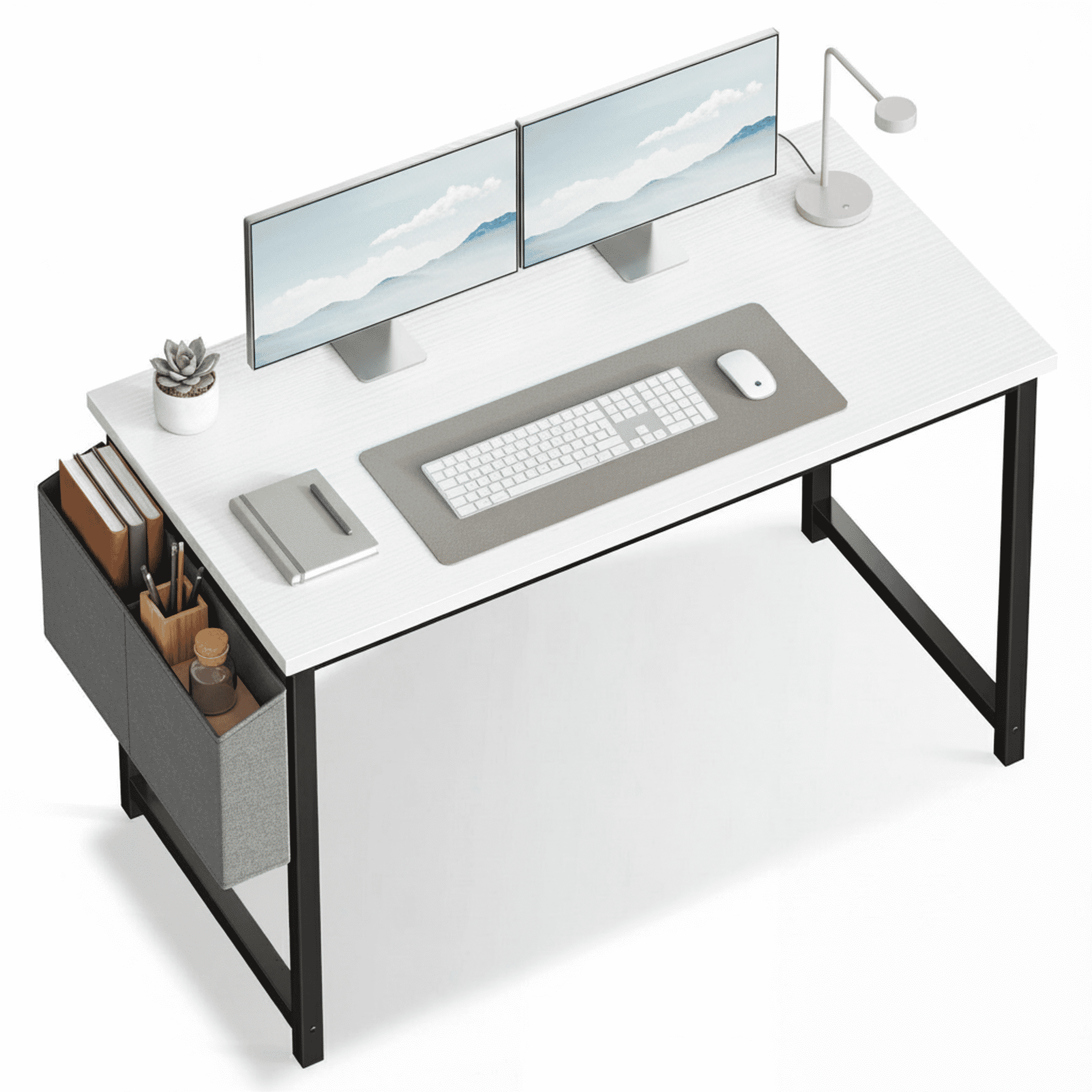 CONCETTA 47 Inch Computer Writing Desk with Storage Bag, Steel Frame ...