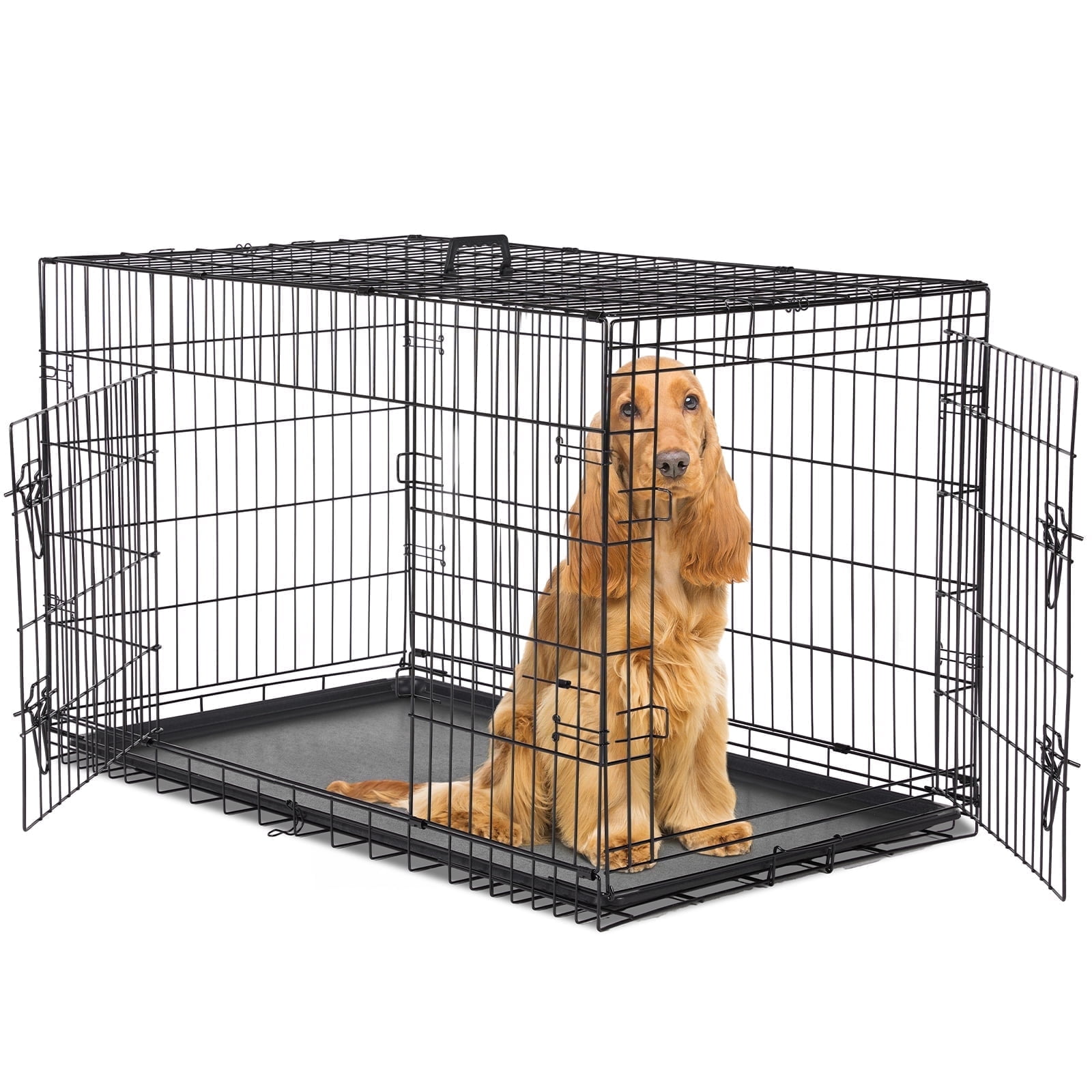 CONCETTA 48 inch Double-Door Folding Dog Crate, Portable Small Cage ...