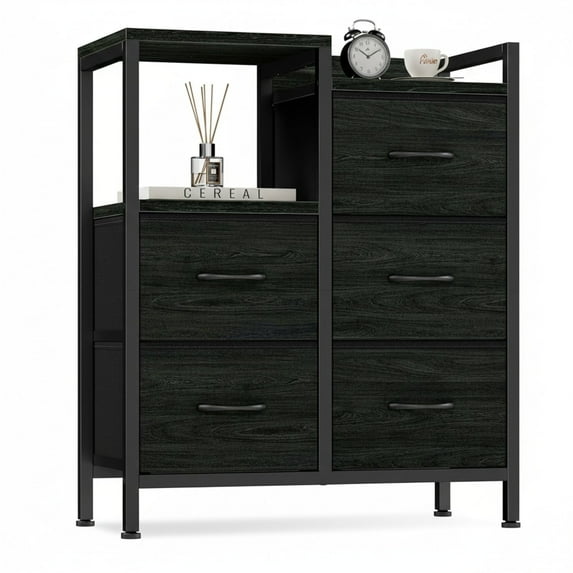 CONCETTA 5 Drawer Dresser for Bedroom, 2-Tier Shelf Storage Chest ...