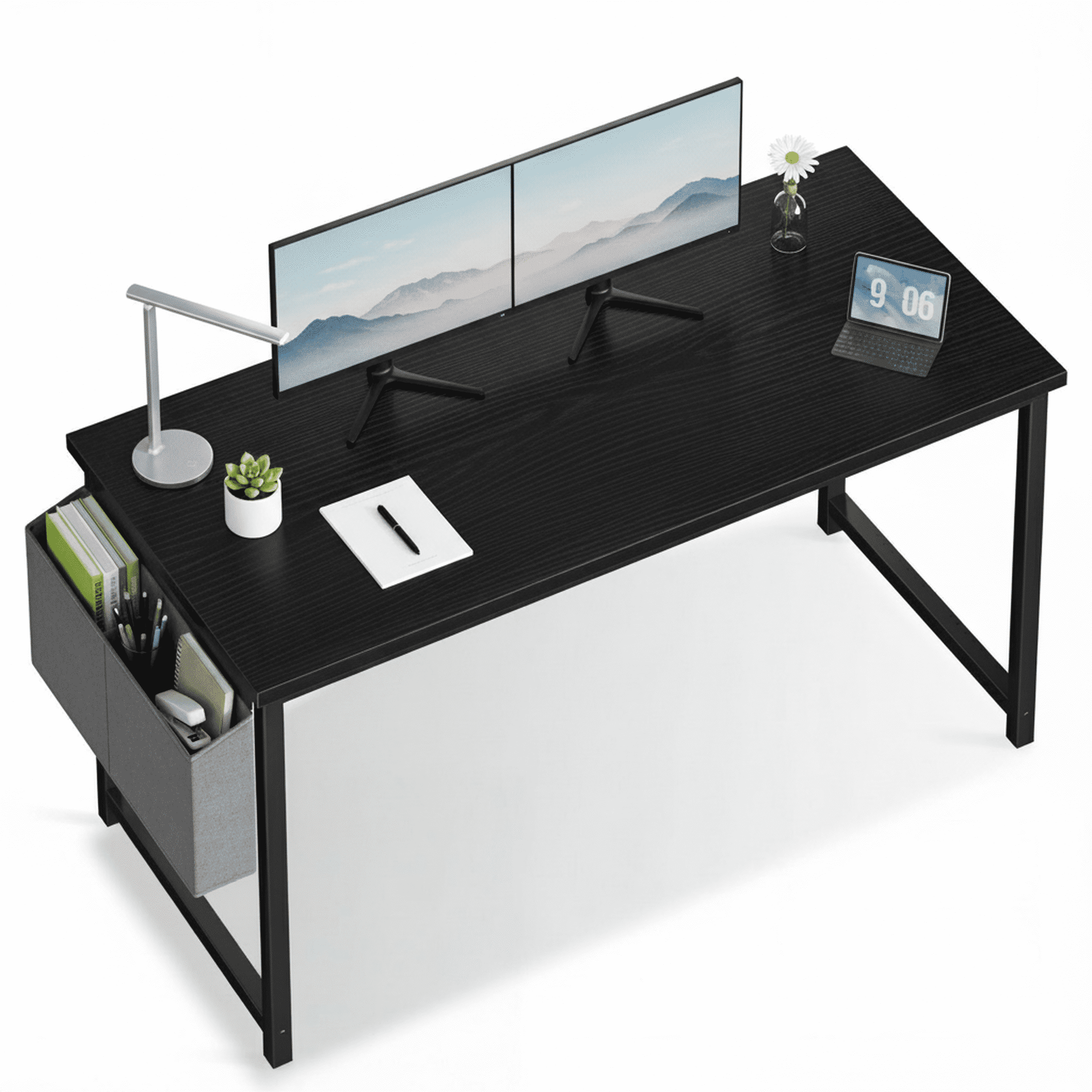 CONCETTA 55 Inch Computer Writing Desk with Storage Bag, Steel Frame ...
