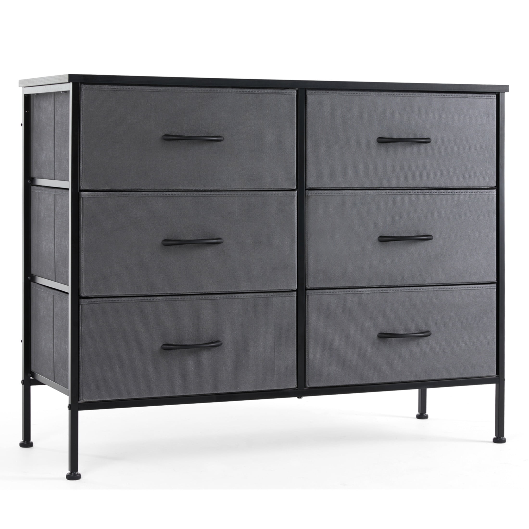 CONCETTA 6-Drawer Fabric Dresser, Gray, Sturdy Storage Cabinet for ...