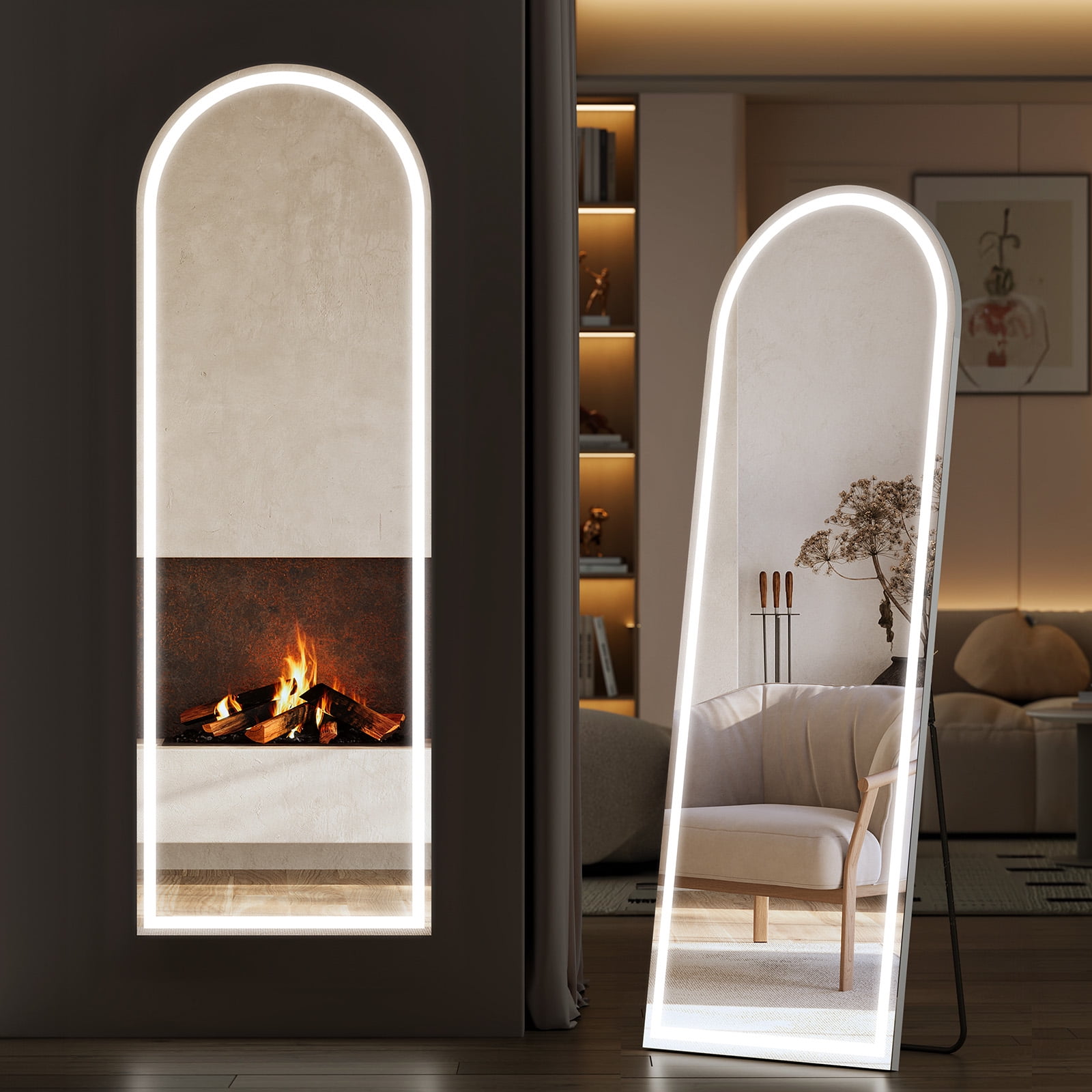 CONCETTA 60"x 16" Arched Full Length Mirror with LED Lights, Lighted ...