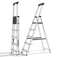 CONCETTA 62 Inch 5-Step Herringbone Aluminium Ladder with Non-Slip ...