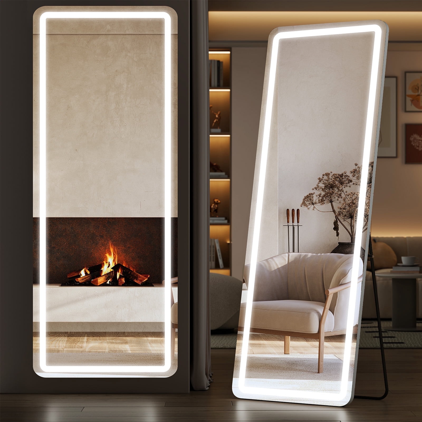 CONCETTA 71"x 26" Rectangle Full Length Mirror LED Floor Mirror , 3 ...