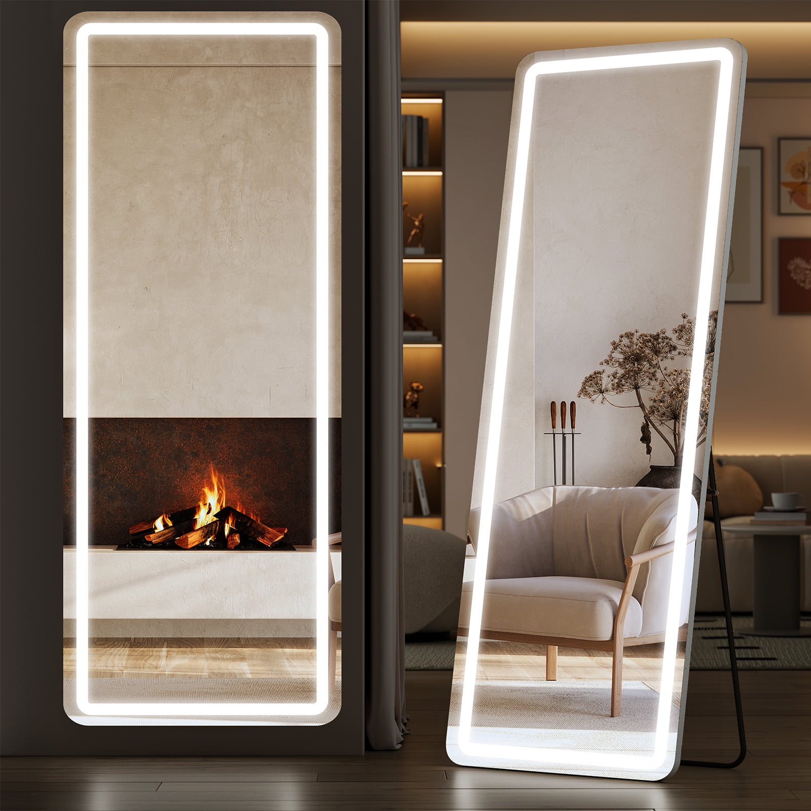 CONCETTA 71"x 26" Rectangle Full Length Mirror with LED Lights, Lighted ...