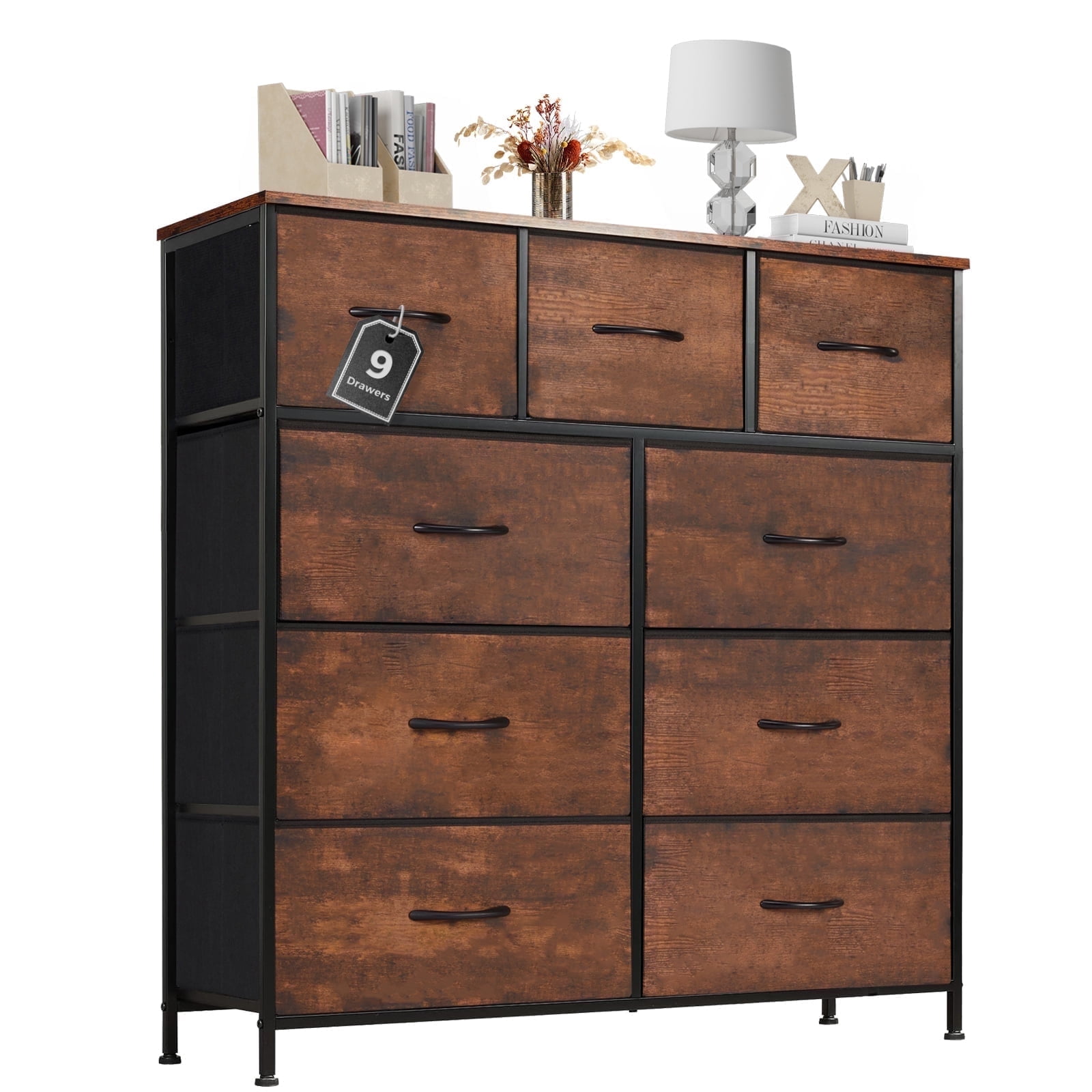 CONCETTA 9-Drawer Dresser, Fabric Storage Tower Organizer for Bedroom ...