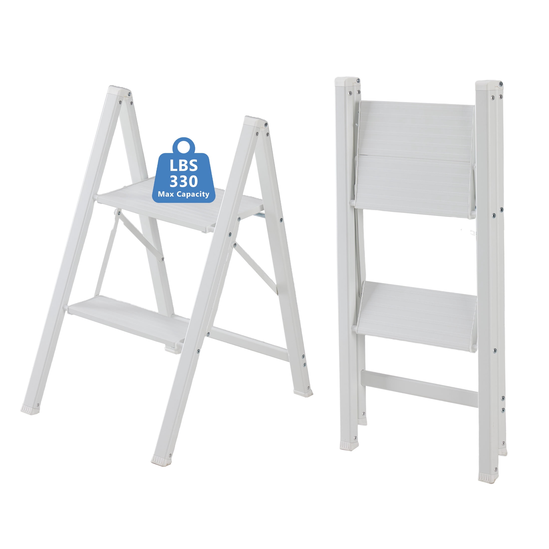 CONCETTA Aluminum alloy 2 Step Ladder, Folding Step Stool with Anti ...