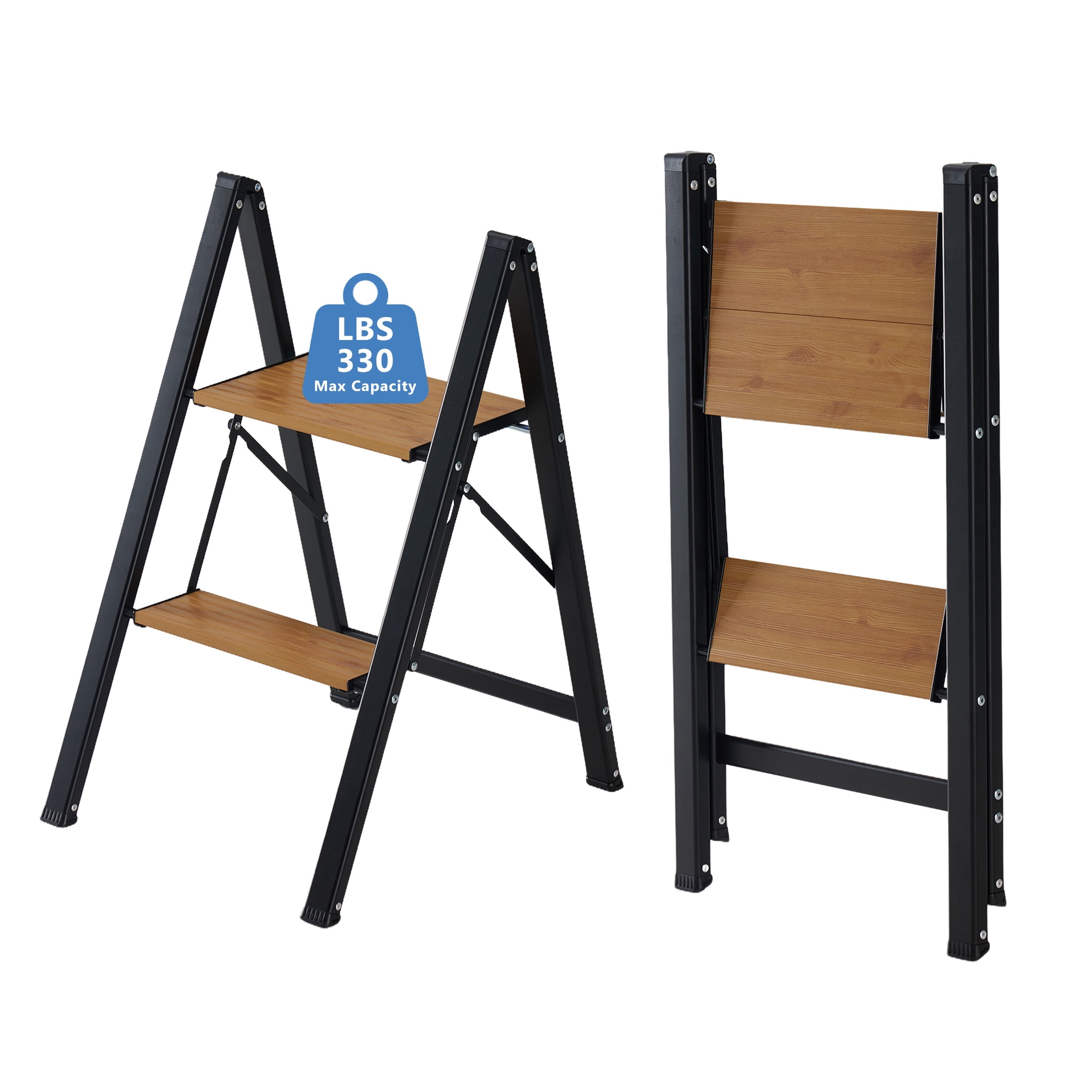 CONCETTA, Aluminum alloy 2 Step Ladder, 20 inch, Black - Walmart.com