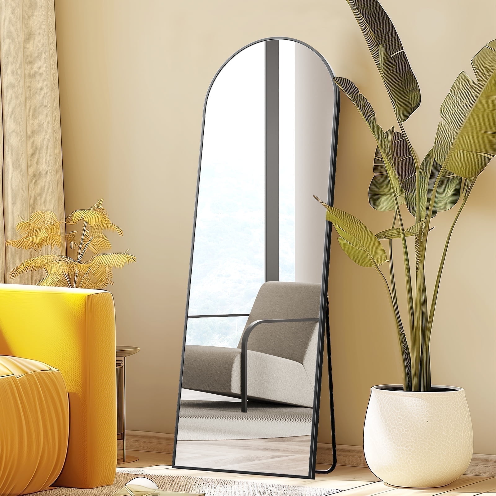 CONCETTA 59"x16" Arched Full Length Mirror, Full Body Standing Mirror ...