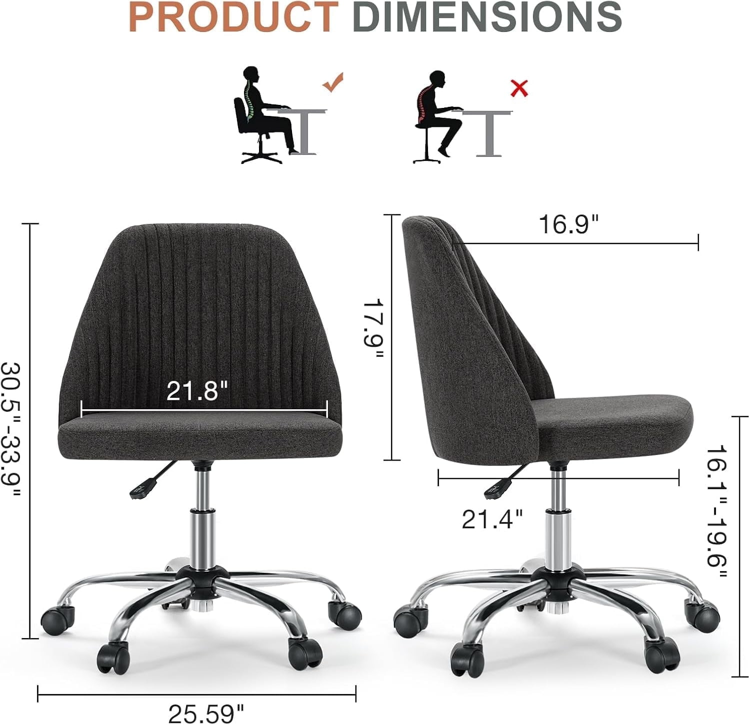 CONCETTA Rolling Chair, Adjustable Lounge Modern Design Chair for ...