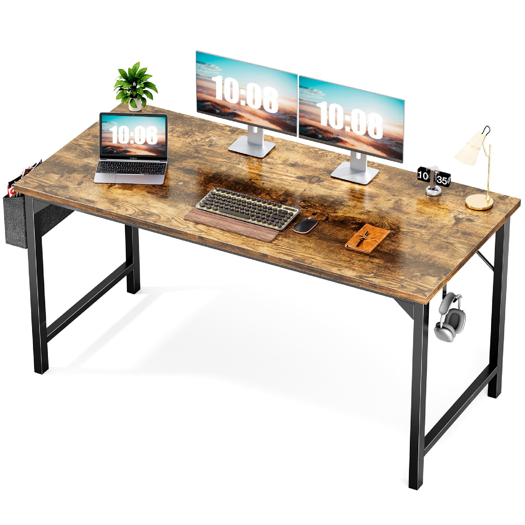 CONCETTA Computer Desk 55 Inch, Simple Farmhouse Table With Storage Bag ...