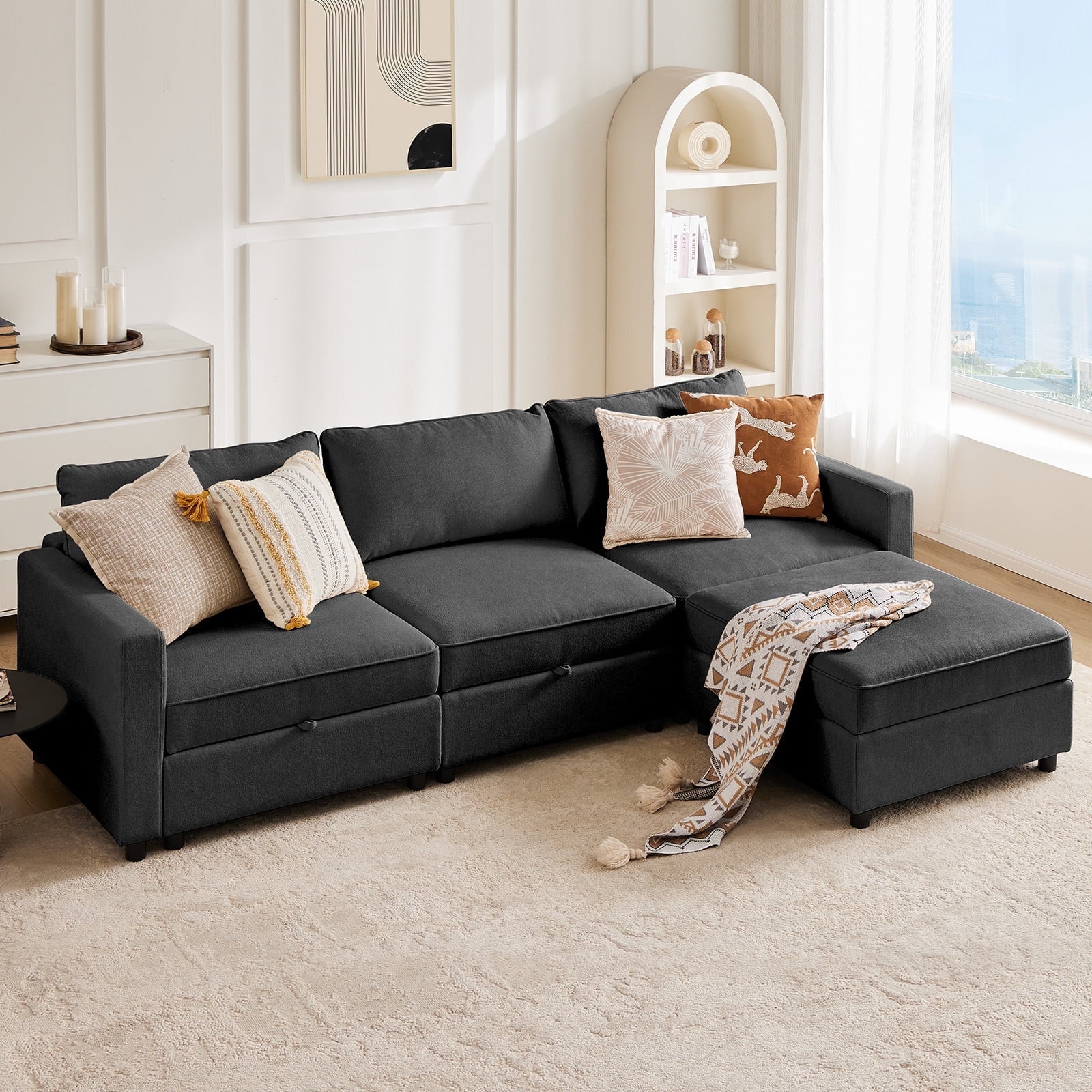 CONCETTA Convertible Sectional Sofa Couch,4-seater 5-backrest with ...