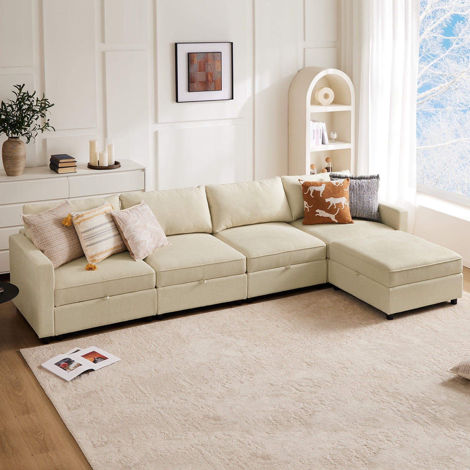 CONCETTA Convertible Sectional Sofa Couch, 5-seater 6-backrest with Storage for Living Room ...