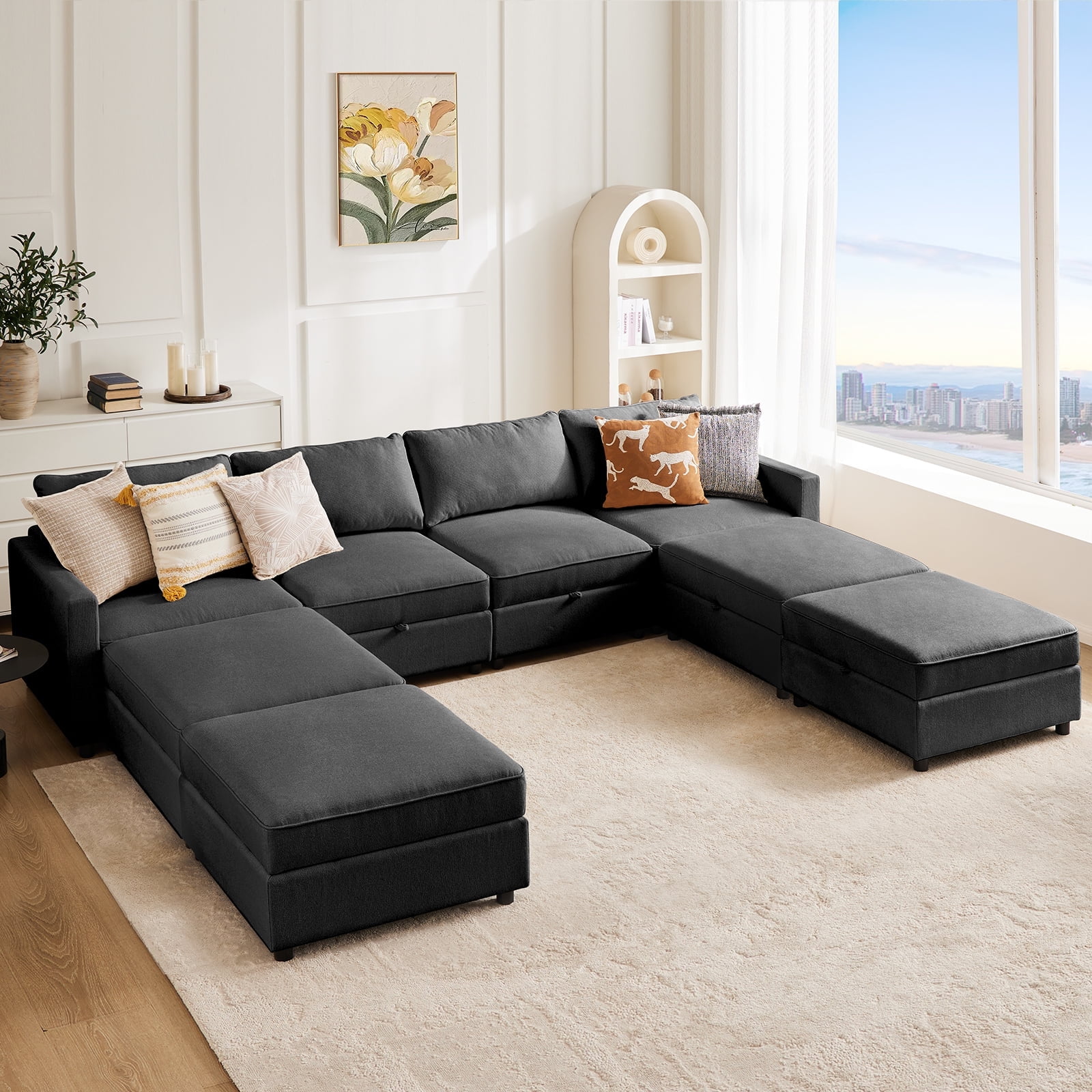 CONCETTA Convertible U-Shaped Sectional Sofa Couch with 8 Seats 6 Backs ...