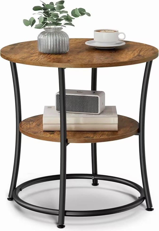 CONCETTA Double-Tier Round Patio Side Table - Space-Saving End Table ...
